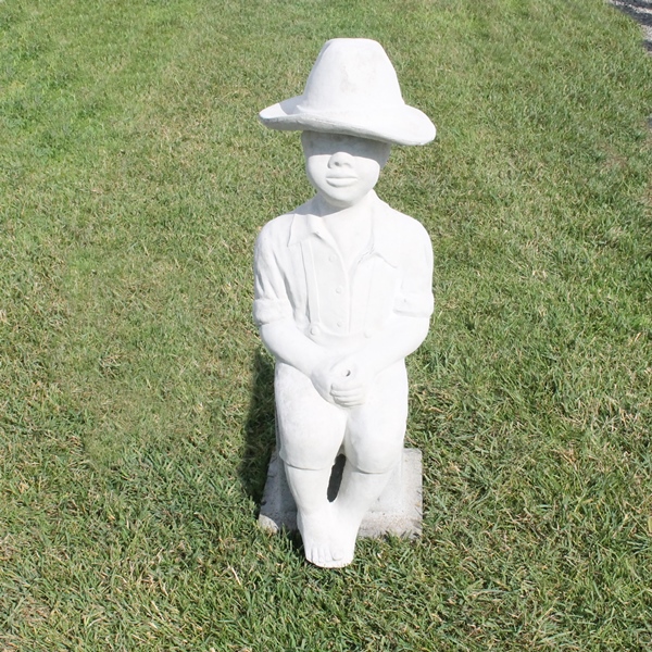 Large Fishing Boy with Hat | Concrete Garden Supply